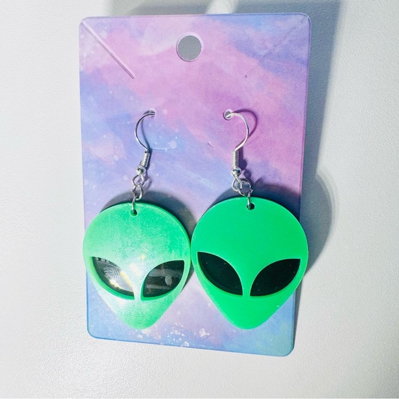 Handmade | Jewelry | Neon Green Acrylic Alien Head Stainless Steel ...
